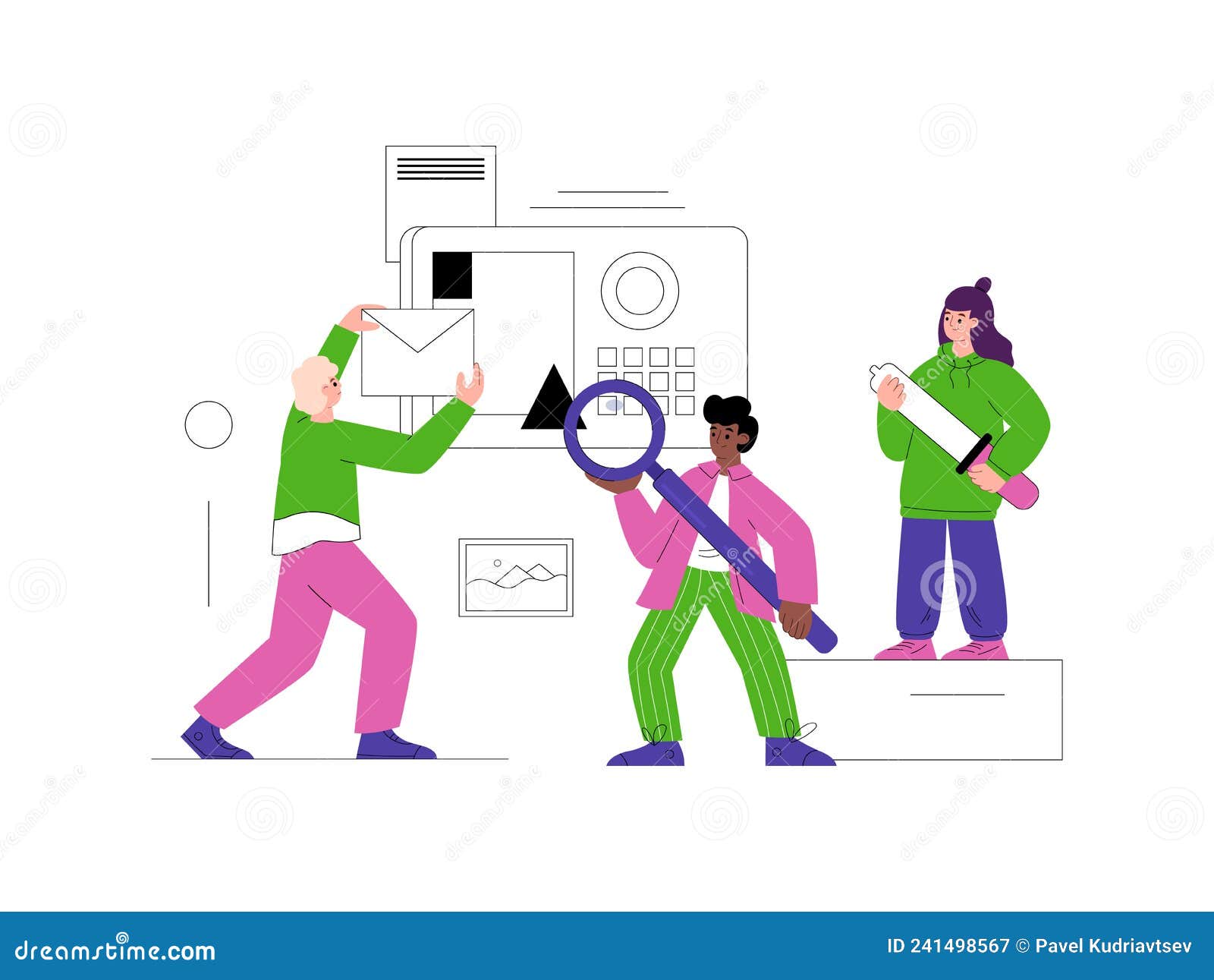 UX Design Process. Creative Team Characters Work on User Experience ...