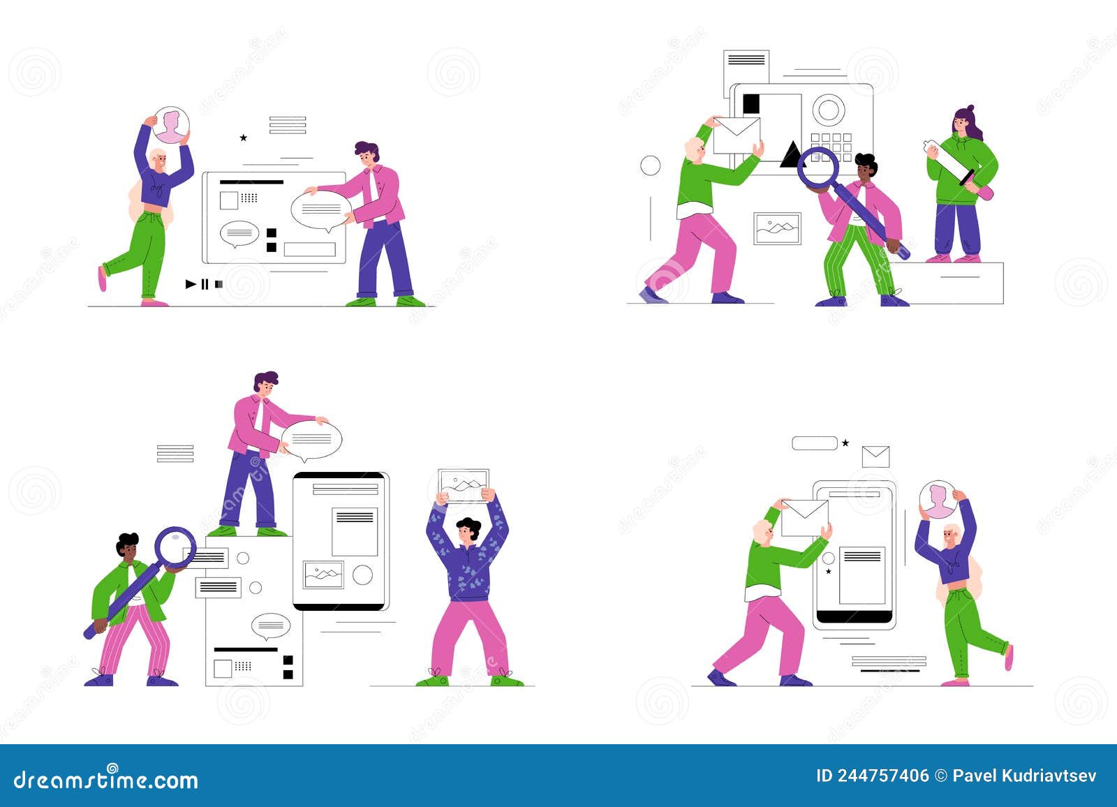 Ux Design Process, Flat Vector Set. People Characters Working on a User ...