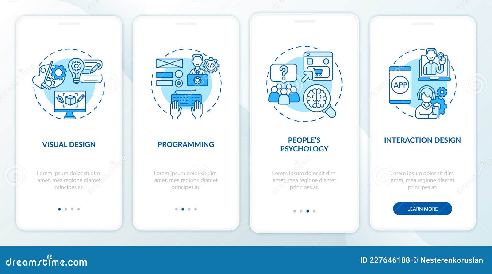 UX Design Process Onboarding Mobile App Page Screen Stock Vector ...