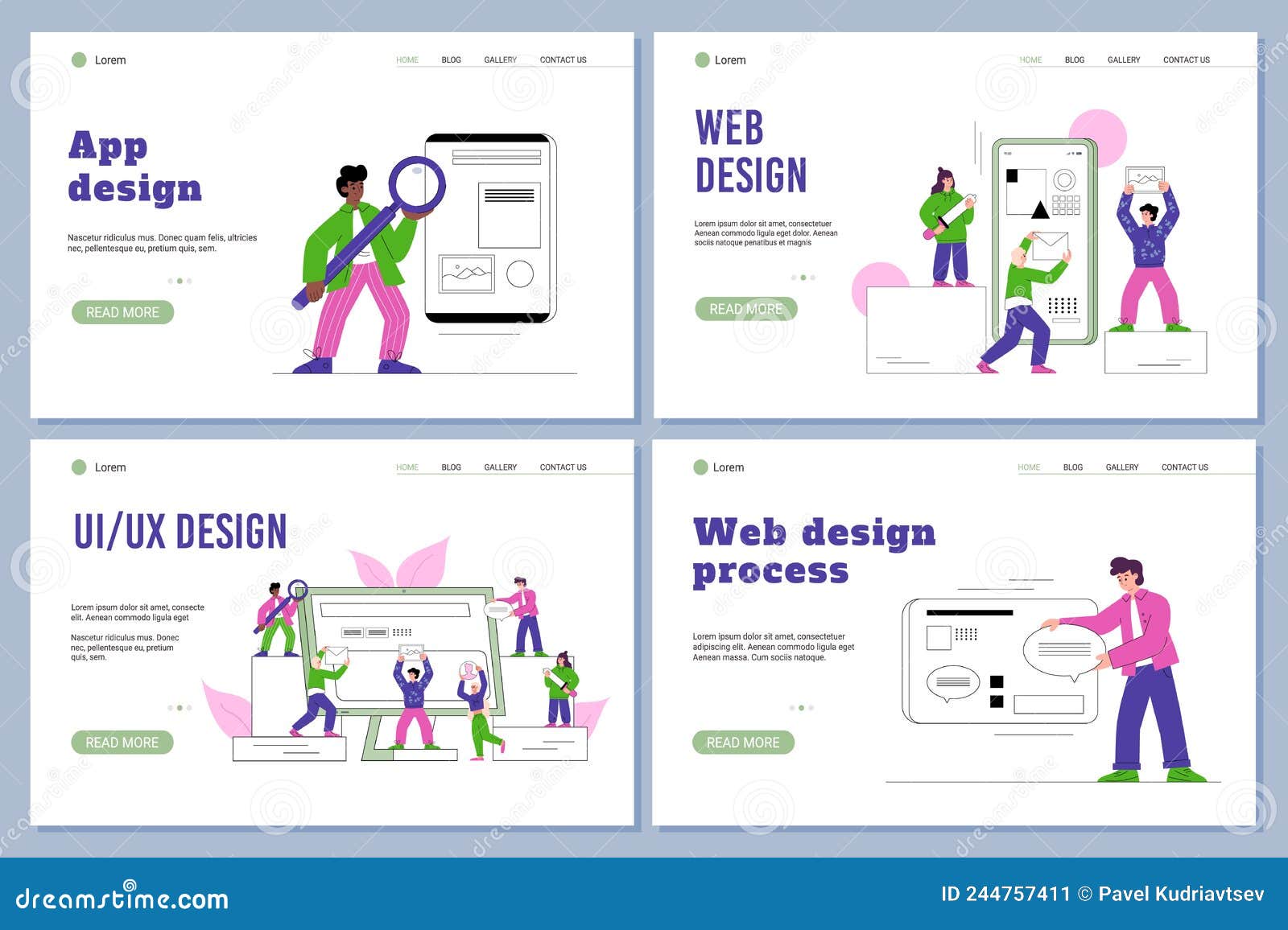 Ux Design Process Vector Illustration for Web Site Banner. Diverse ...