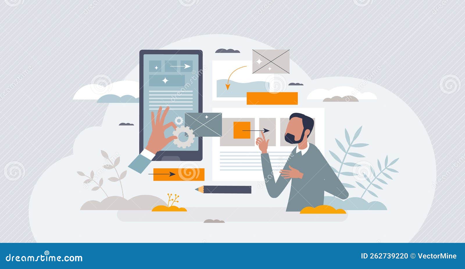 UX Design or User Experience with Website Interface Tiny Person Concept ...