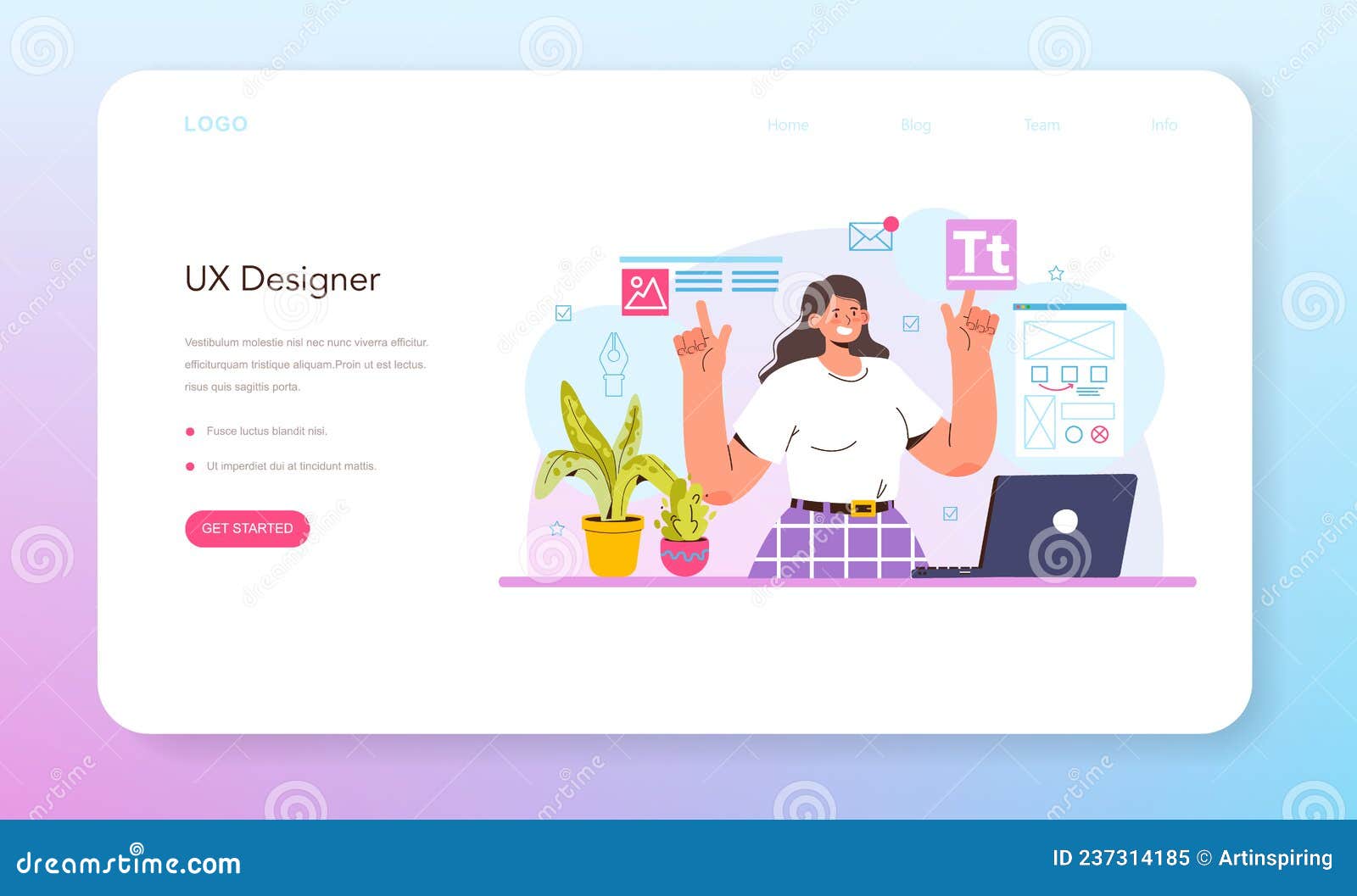 UX Designer Web Banner or Landing Page. App Interface Improvement Stock ...
