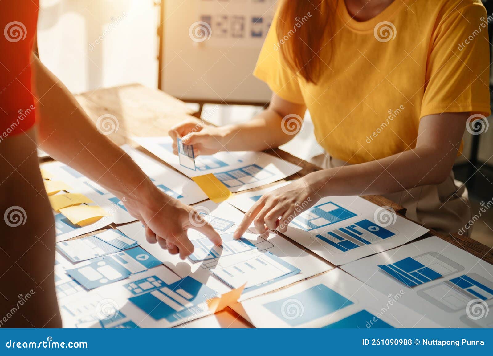 UX Developer and Ui Designer Brainstorming about Mobile App Interface ...