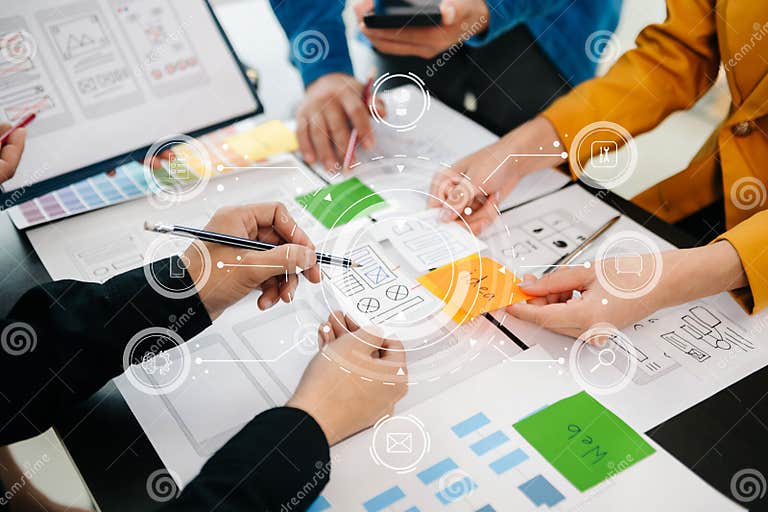 UX Developer and Ui Designer Brainstorming about Mobile App Interface ...