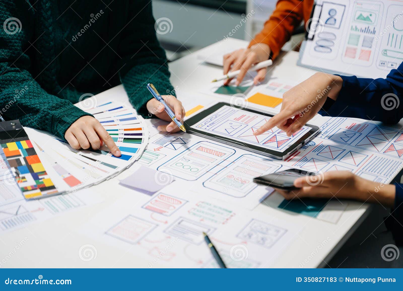 UX Developer and Ui Designer Brainstorming about Mobile App Interface ...