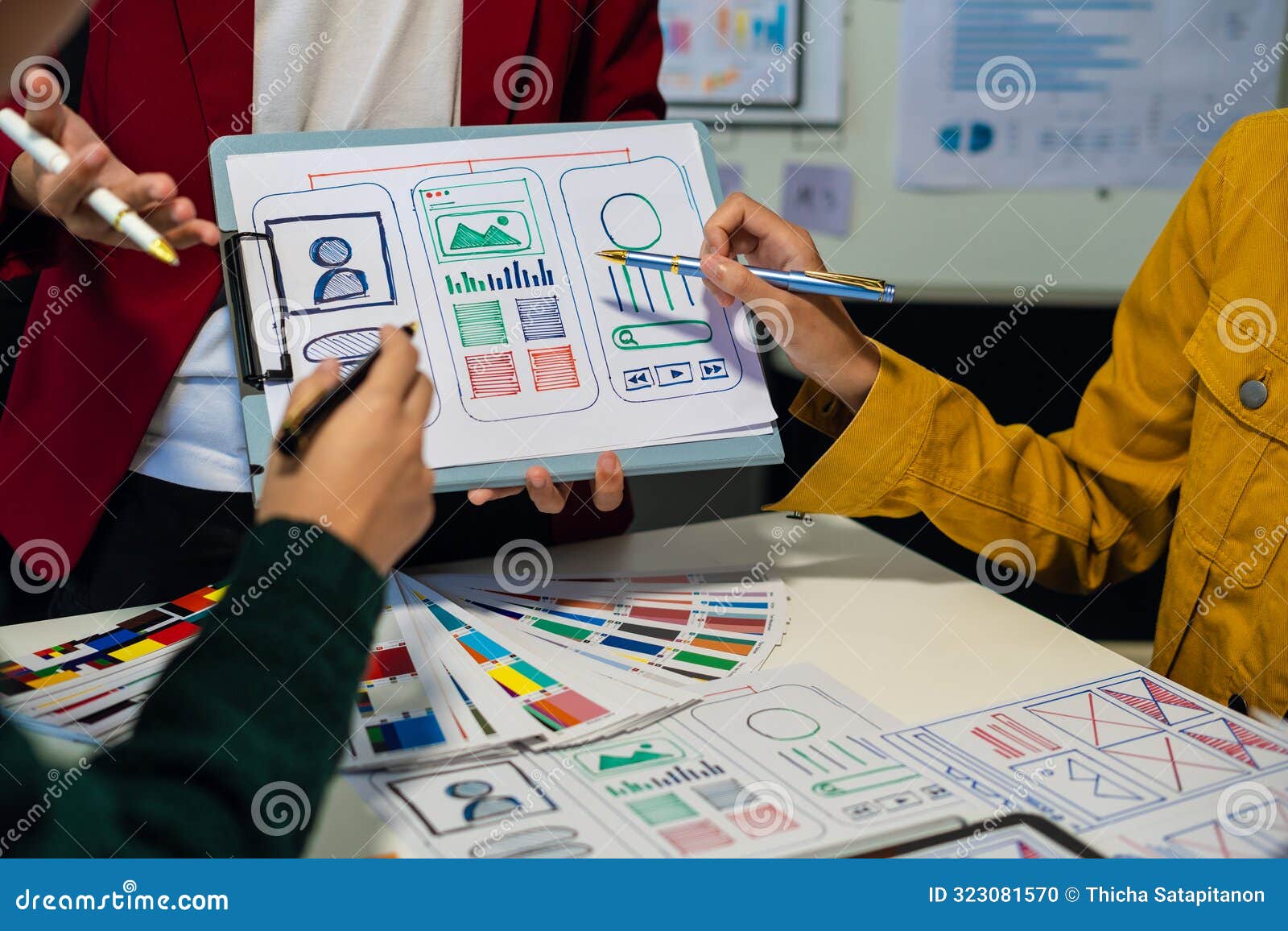 UX Developer and Ui Designer Brainstorming about Mobile App Interface ...