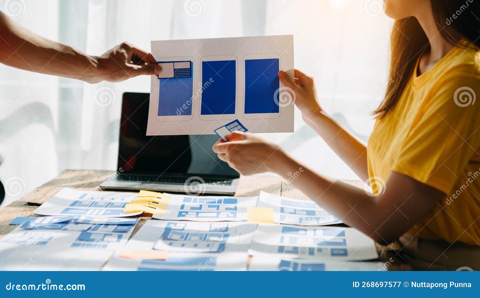 UX Developer and Ui Designer Brainstorming about Mobile App Interface ...