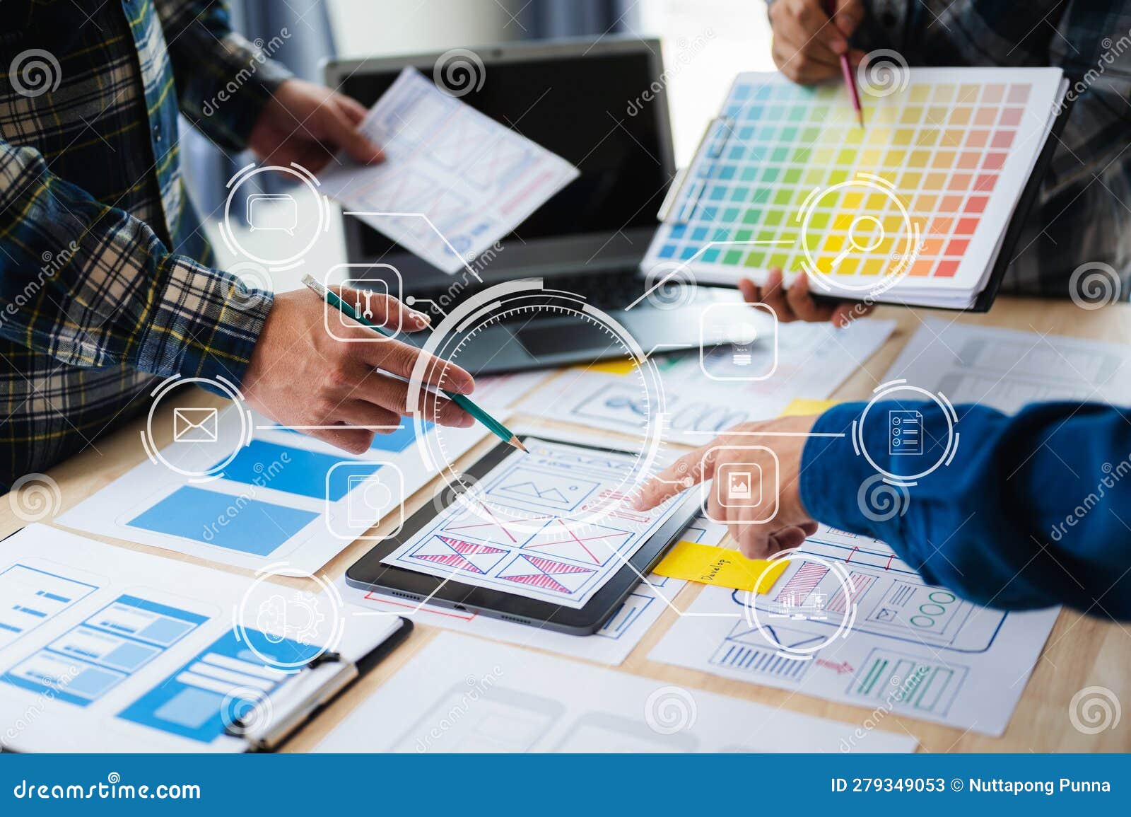 UX Developer and Ui Designer Brainstorming about Mobile App Interface ...