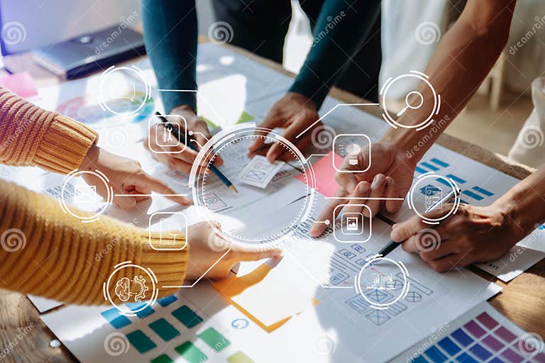 UX Developer and Ui Designer Brainstorming about Mobile App Interface ...