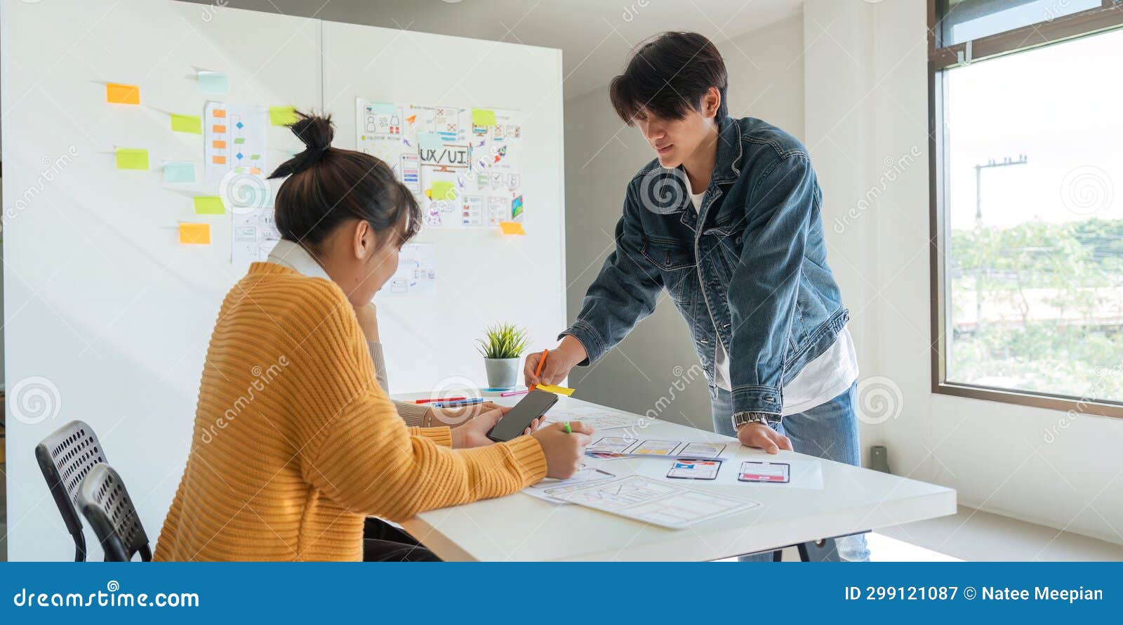 Ux Developer And Ui Designer Use Augmented Reality Brainstorming About Mobile App Interface