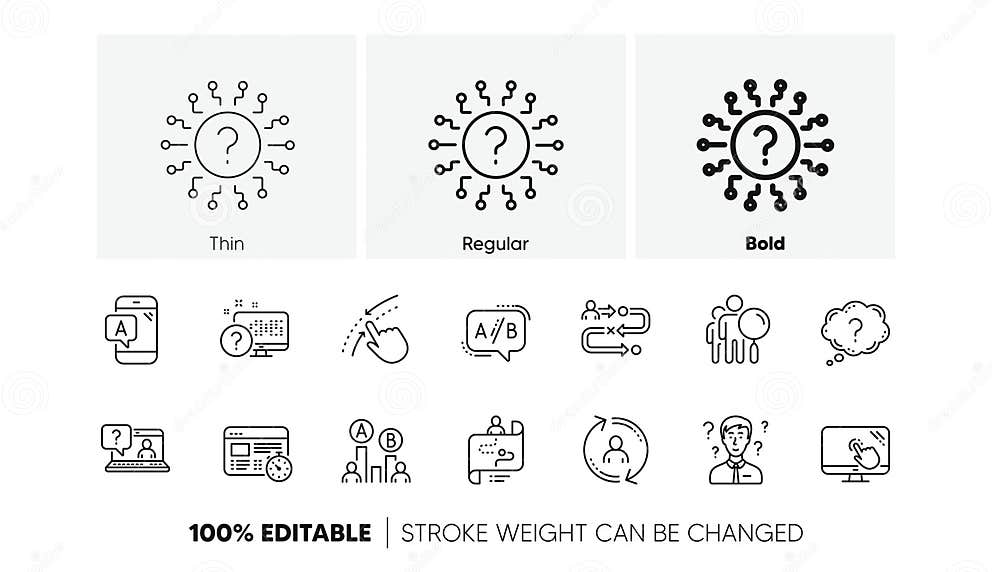 UX Line Icons. AB Testing, Journey Path Map and Question Mark. Linear ...