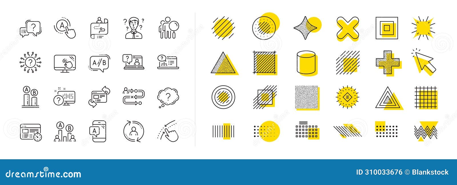 UX Line Icons. Set of AB Testing, Journey Path Map and Question Mark ...