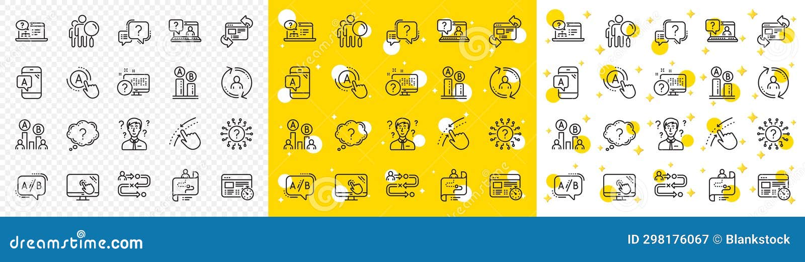 Ux Line Icons Set Of Ab Testing Journey Path Map And Question Mark Linear Icons Vector Stock