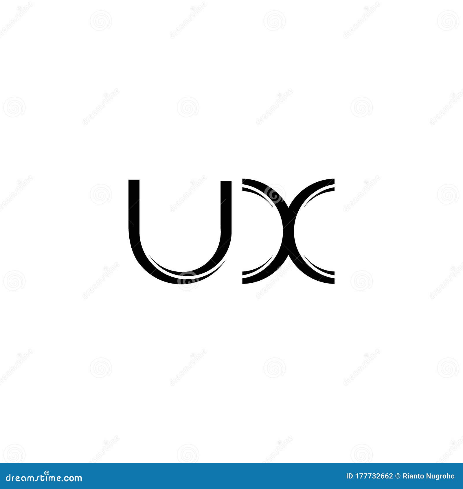 UX Logo Monogram with Slice Rounded Modern Design Template Stock Vector ...