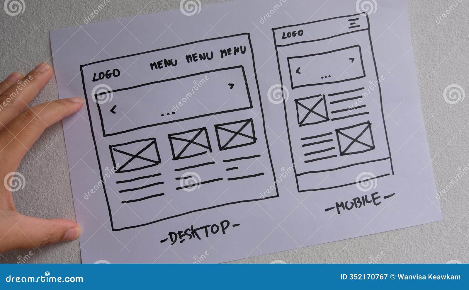 Ux Mobile Application Wireframe Stock Image Image Of Handwriting Architectural 352170767