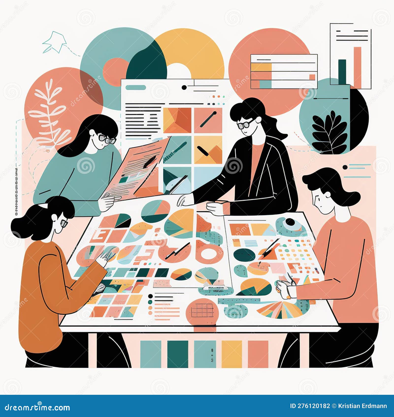 UX Research Team Analyzing User Data, Flat Illustration Stock ...