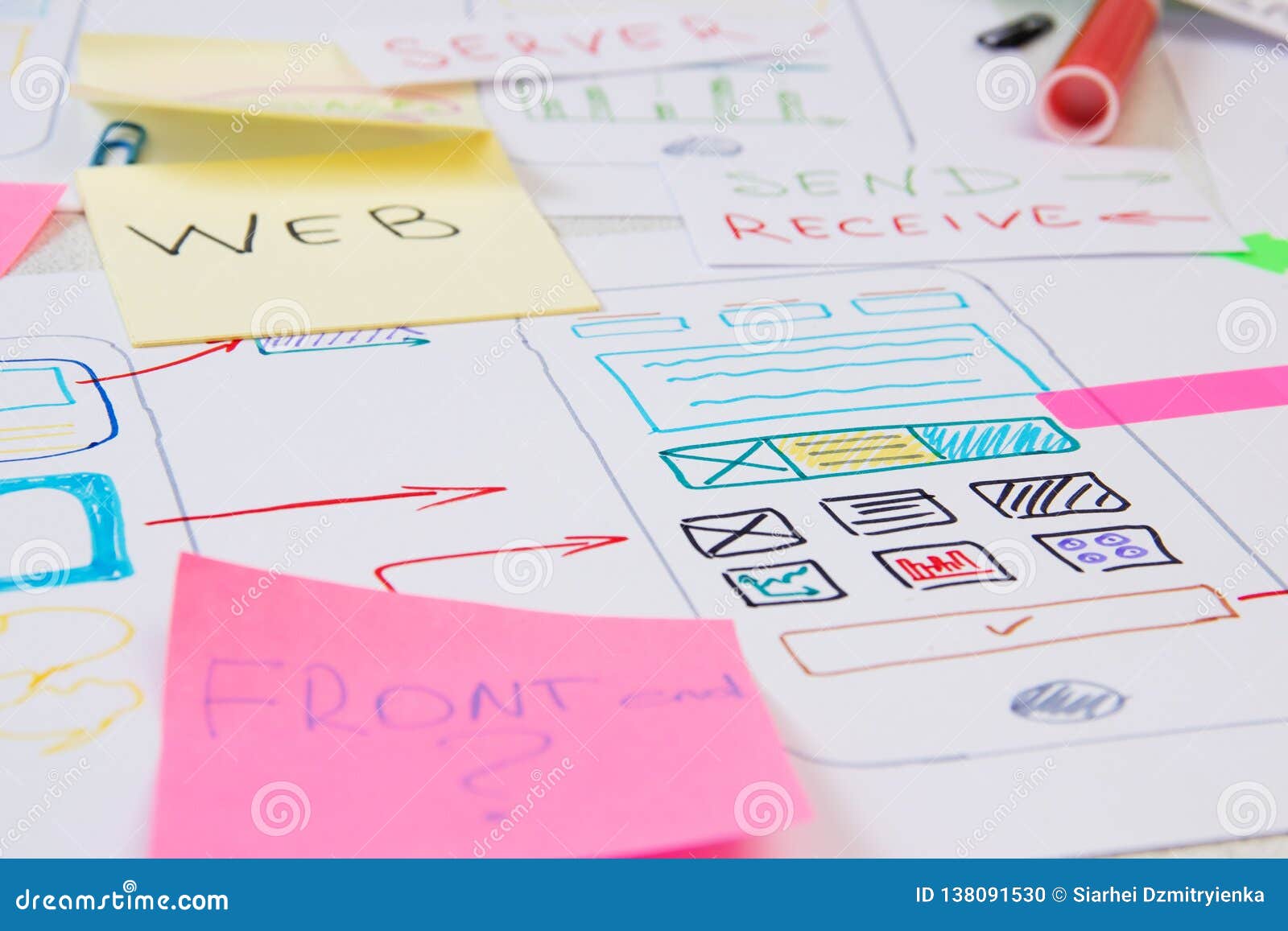 Ux Ui Design App on Office Desk Stock Photo - Image of brand ...