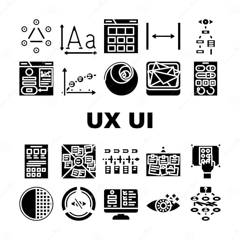 Ux Ui Design App Website Icons Set Vector Stock Illustration - Illustration of application ...