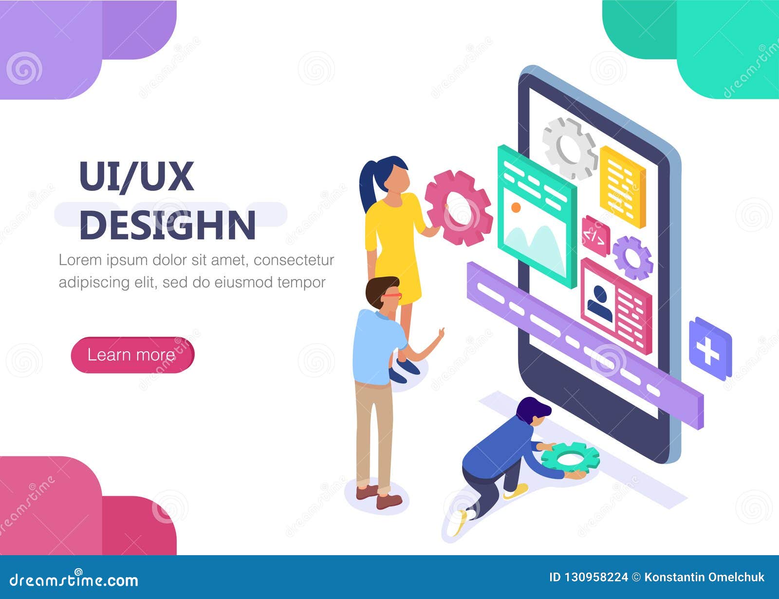 UX / UI Design Concept With Character. Concept For Infographics, Web ... UX / UI Design Concept With Character. Concept For Infographics, Web ...