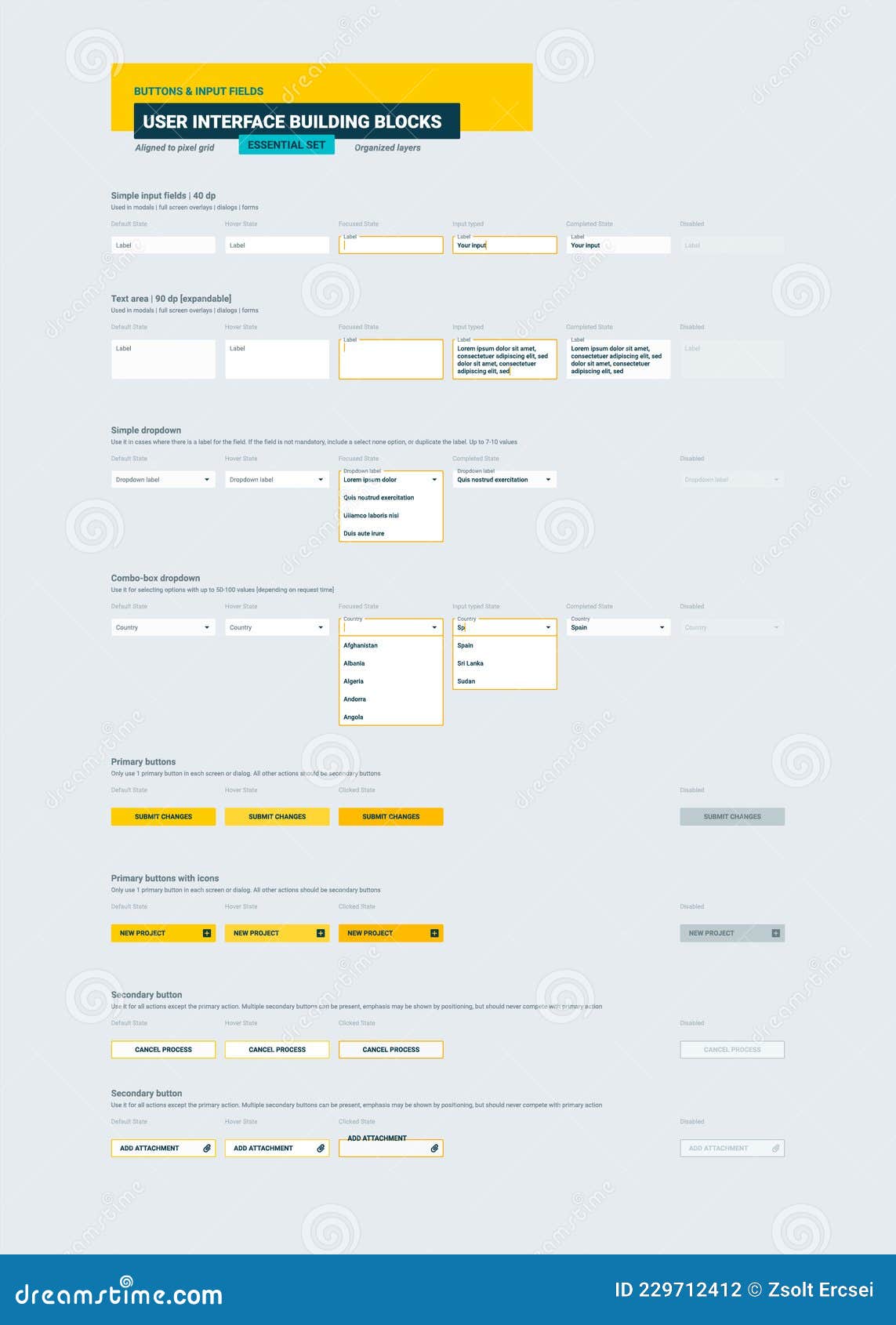 UX UI Design Elements | Buttons & Input Fields Stock Vector ...