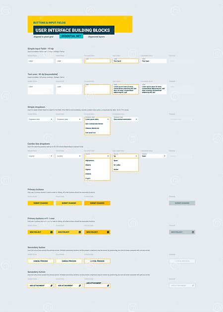 UX UI Design Elements | Buttons & Input Fields Stock Vector ...