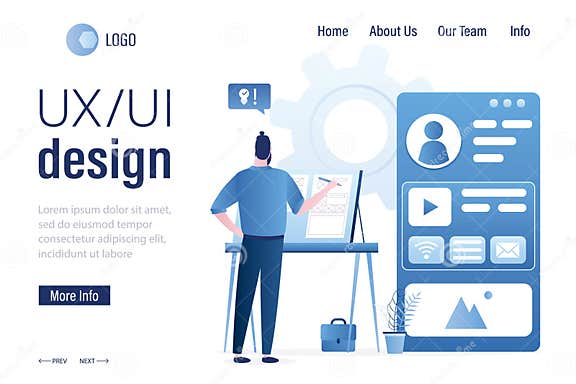 UX Design, Landing Page Template. Designer Creates Structure of ...