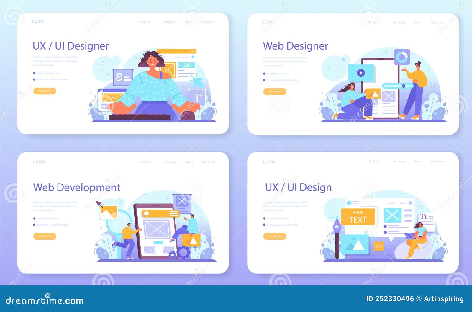 UX and UI Designer Web Banner or Landing Page Set. App Interface ...