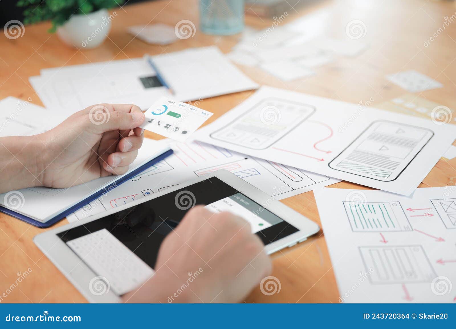 UX or UI Designers Designing on Digital Tablet and Smartphone ...