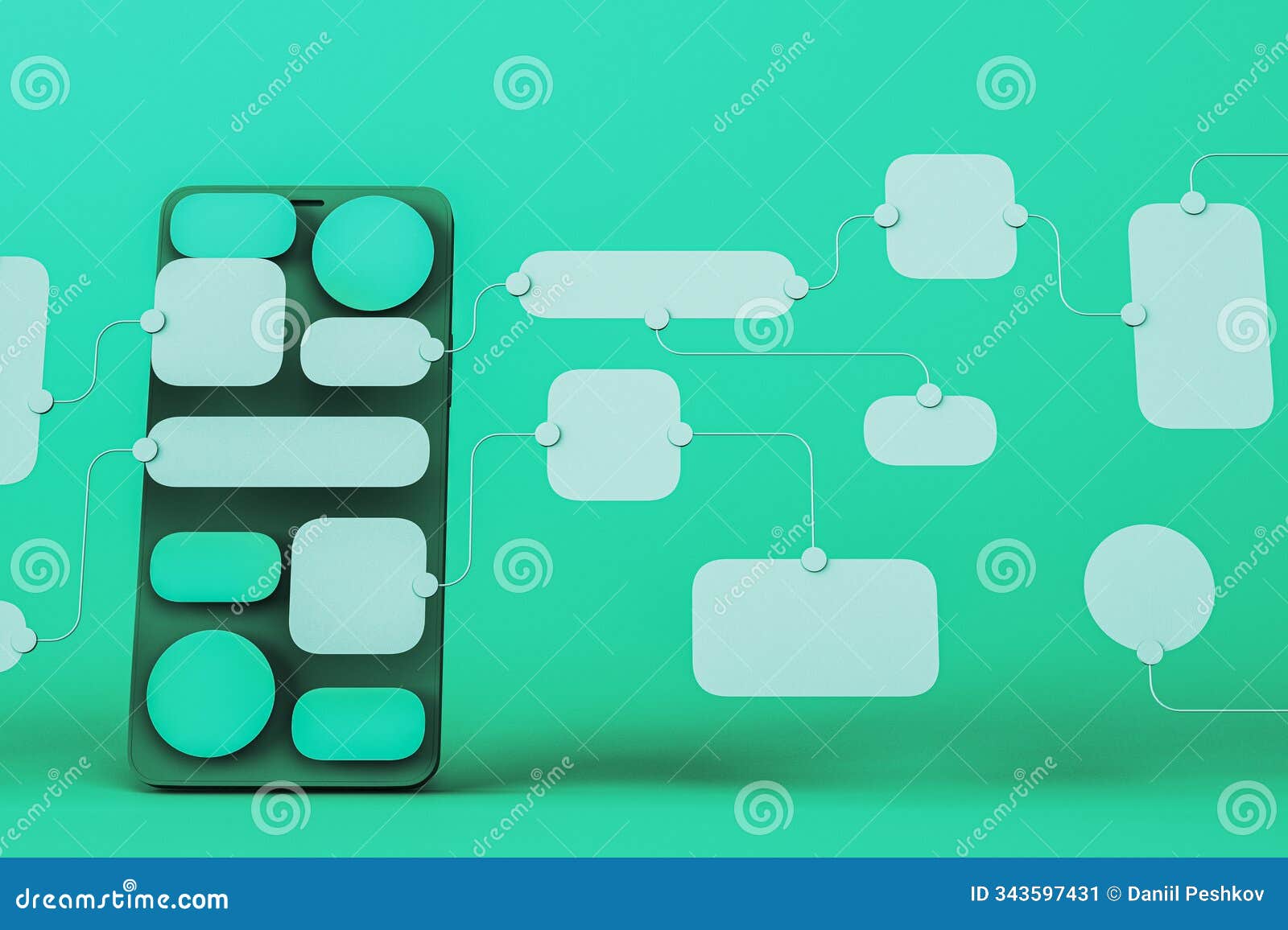 UX UI Flowchart Connection Node Designer Creative Planning Application Process Development Data ...