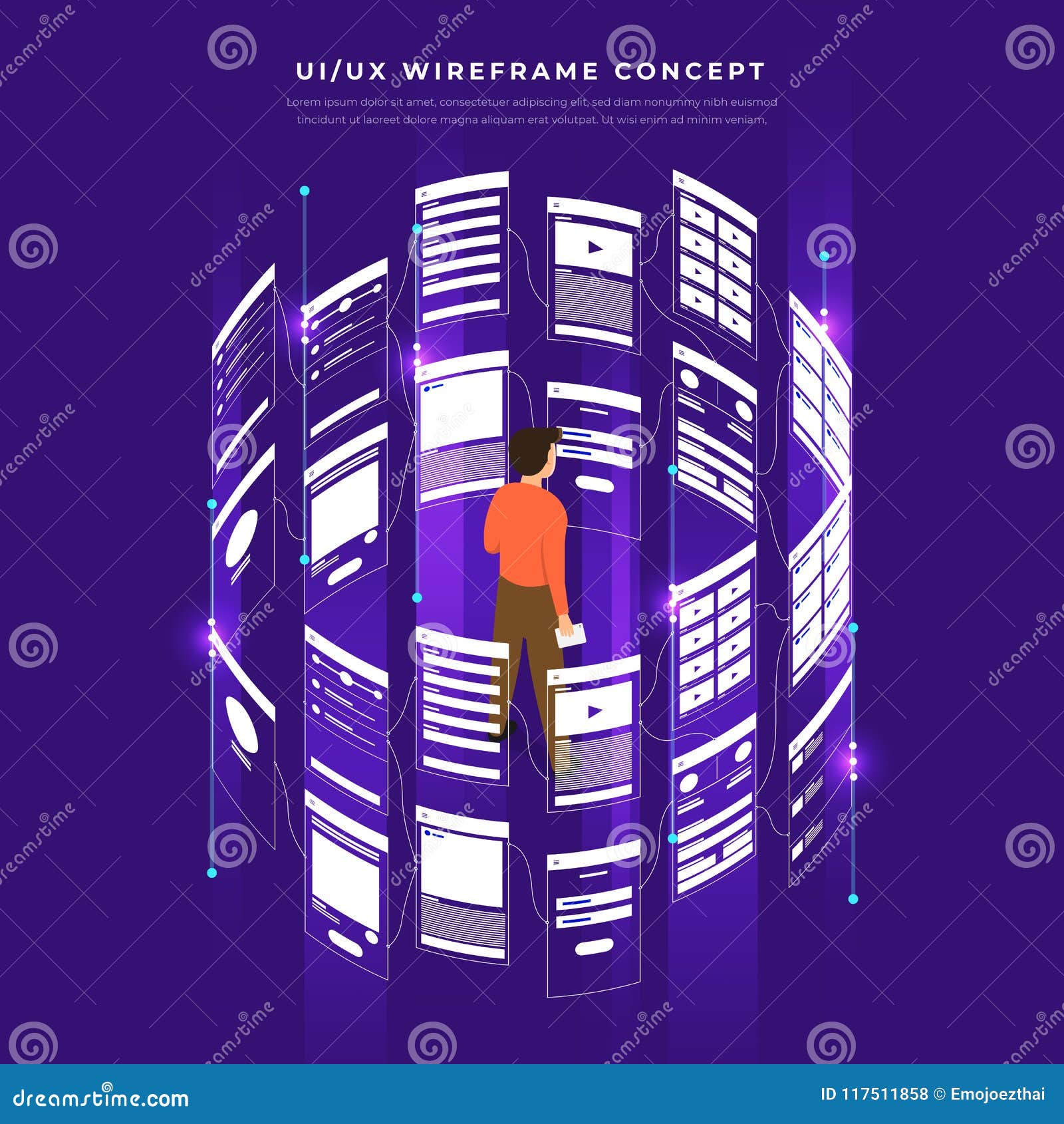 Ux Ui Flowchart Mock Ups Mobile Application Concept Isometric Stock Vector Illustration Of