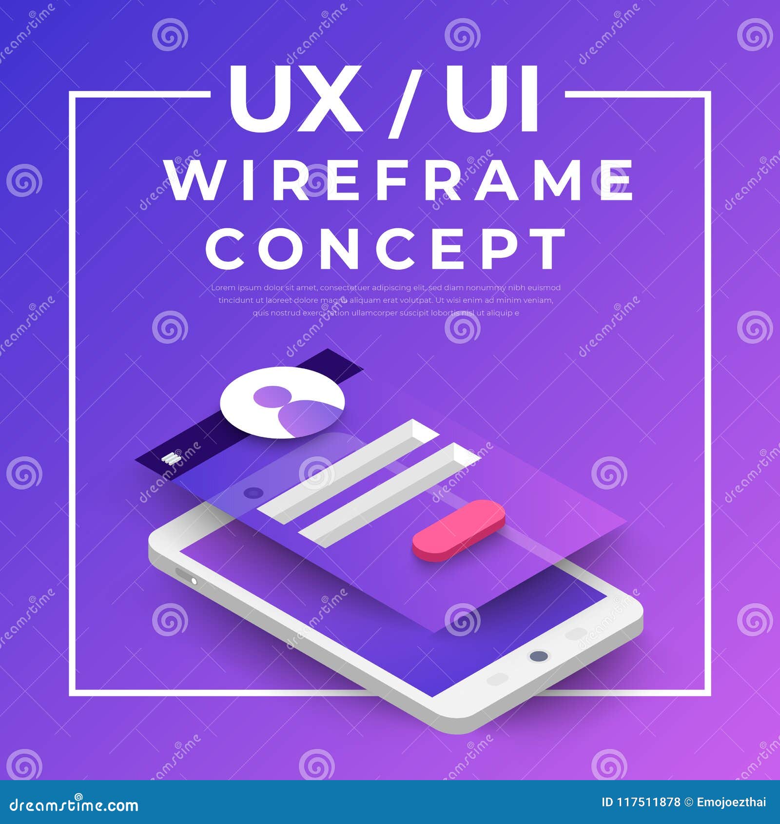 Ux Ui Flowchart Mock Ups Mobile Application Concept Isometric Stock Vector Illustration Of