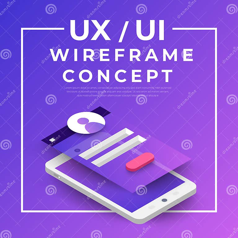 Ux Ui Flowchart Mock Ups Mobile Application Concept Isometric Stock Vector Illustration Of