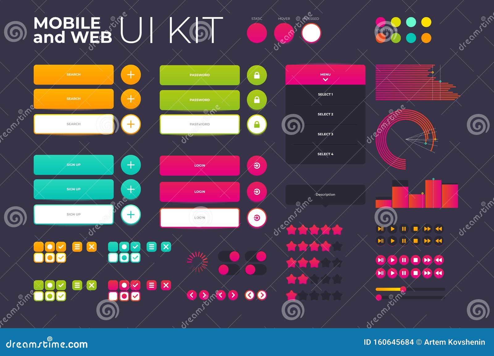 Ux Ui Kit for Application and Web Site Design Stock Vector ...