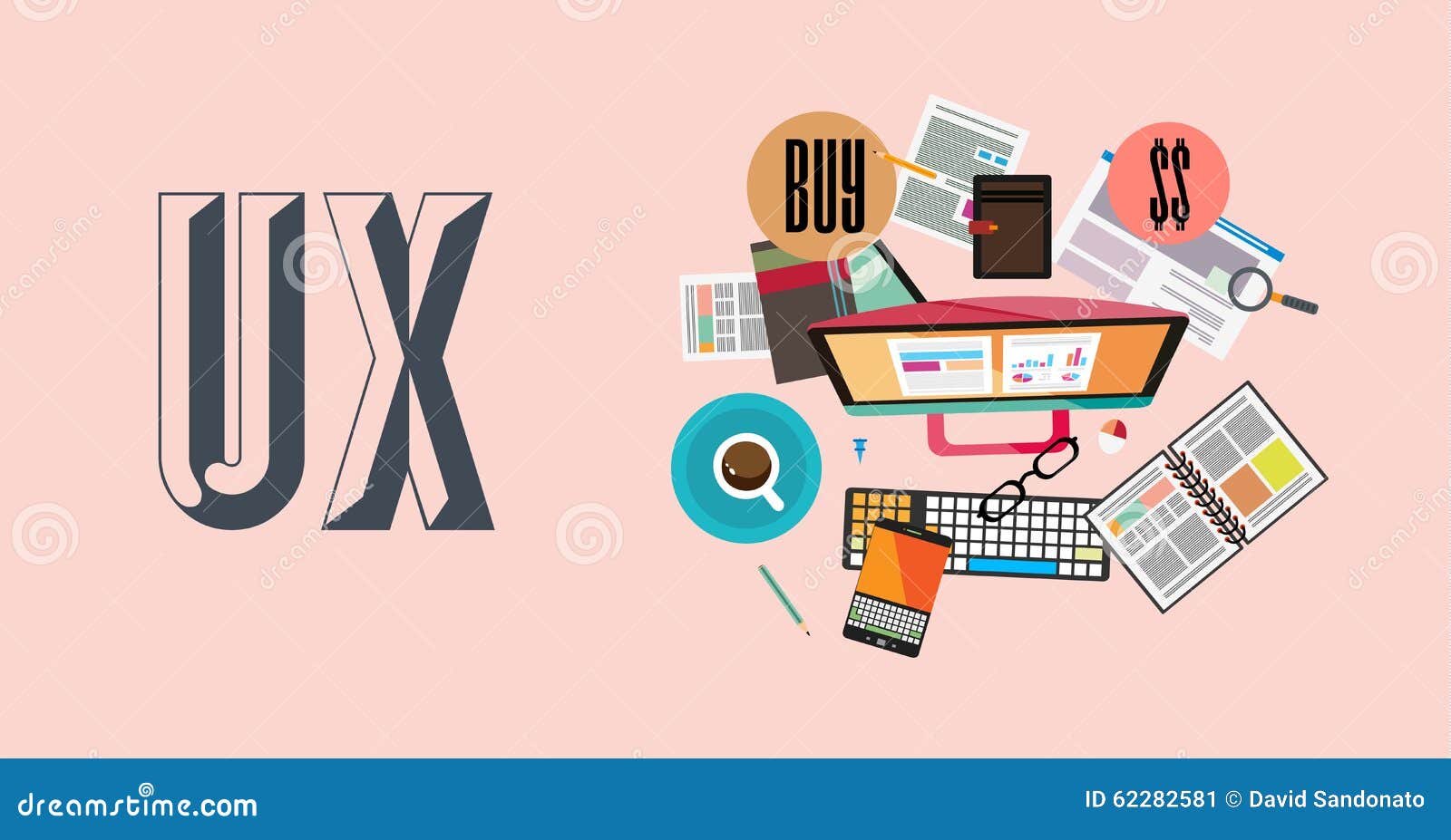 UX User Experience Background Concept with Doodle Design Style Stock ...