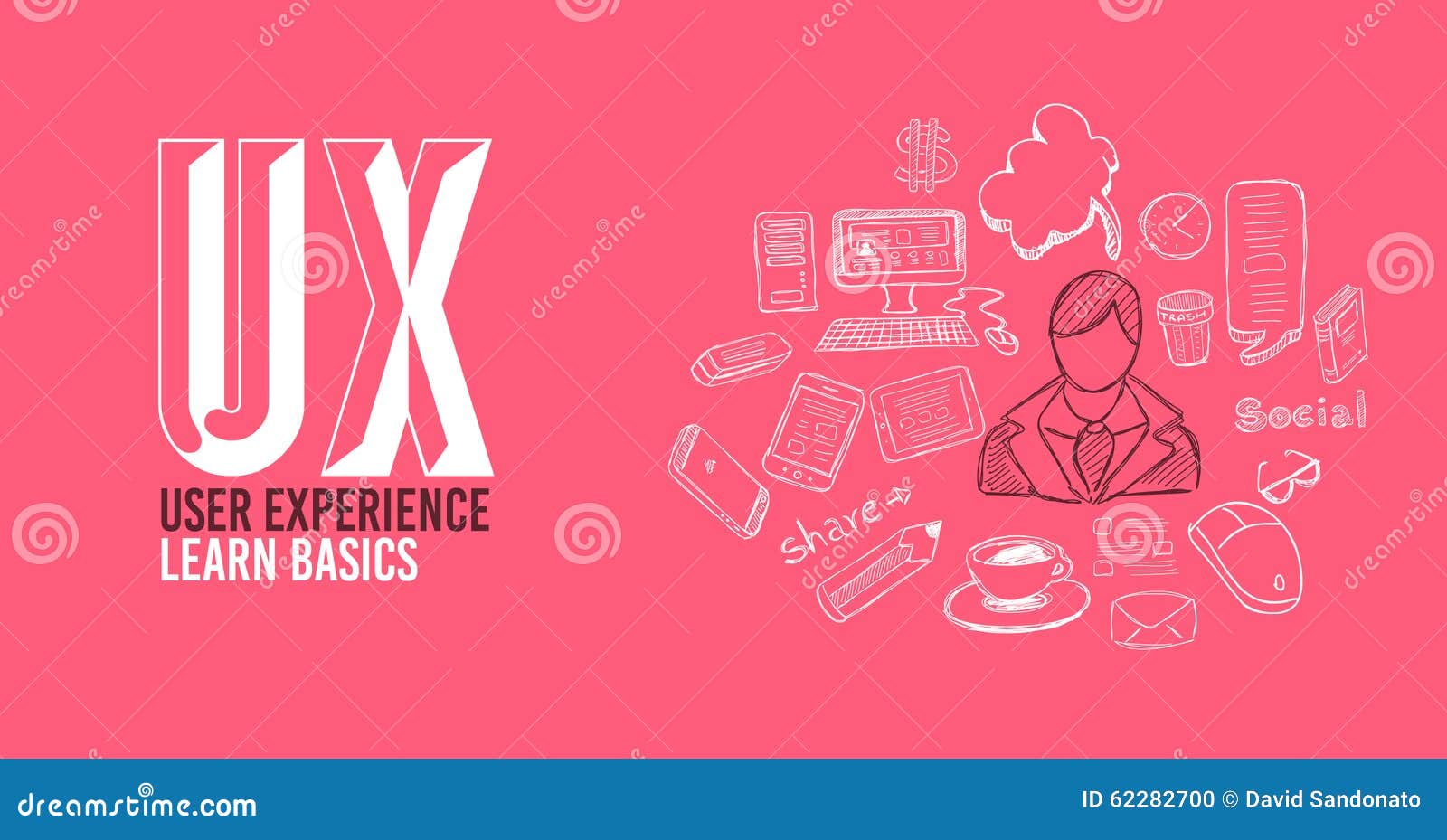 UX User Experience Background Concept with Doodle Design Style Stock ...