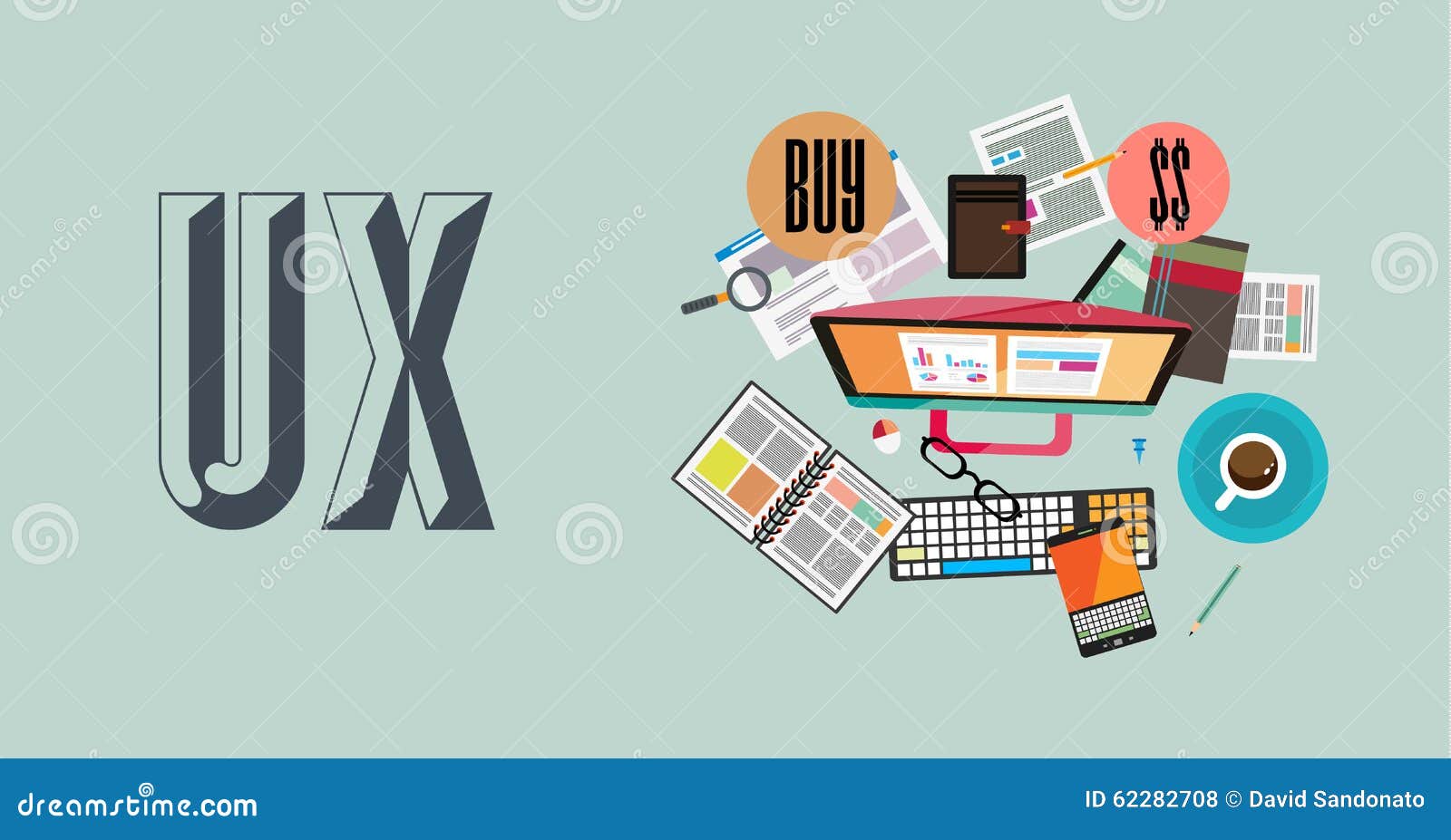 UX User Experience Background Concept with Doodle Design Style Stock ...