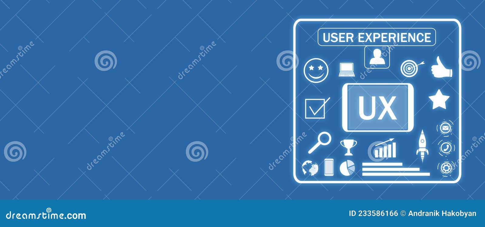 UX-User Experience Concept on Blue Background Stock Illustration ...