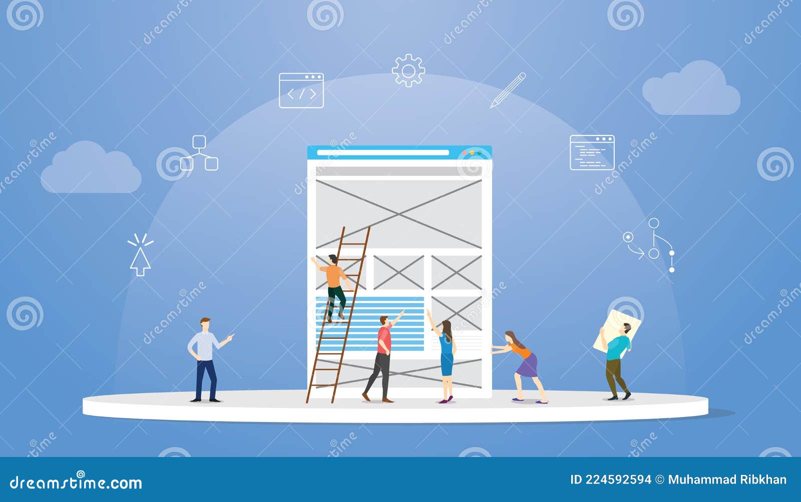 Ux User Experience Design Concept with Modern Flat Style Stock Vector ...