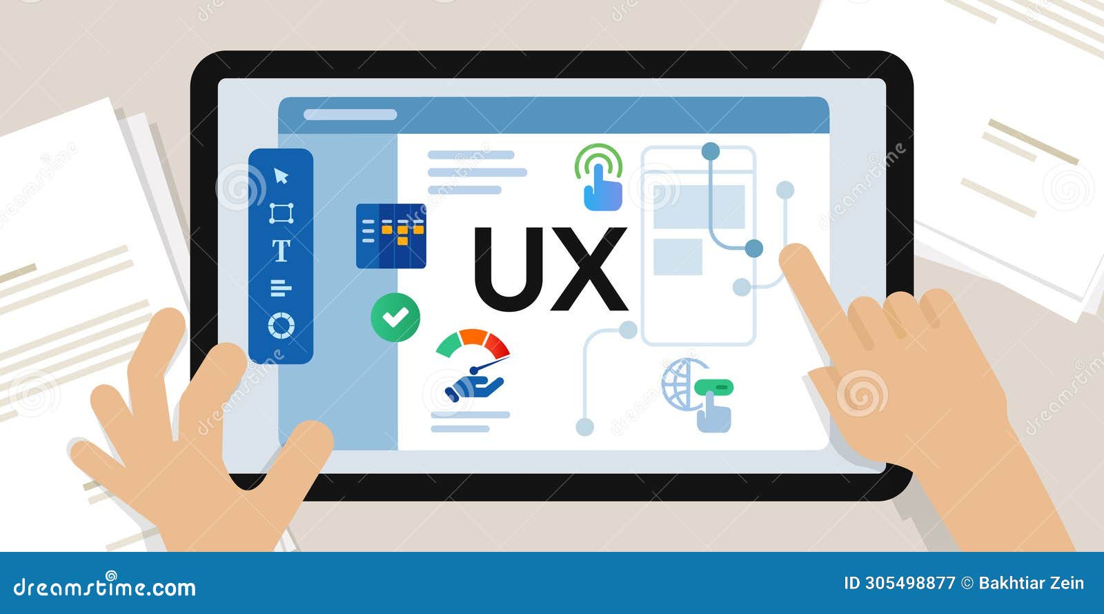 UX User Experience Design Website Interaction Designer Working on Screen Hands Create Interface ...