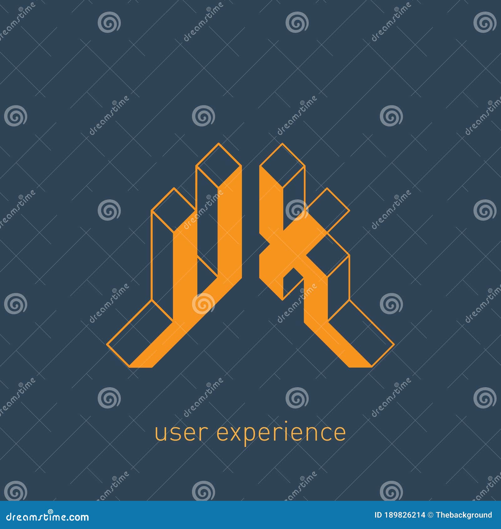 UX - User Experience, Monogram or Logotype. Isometric 3d Font for ...