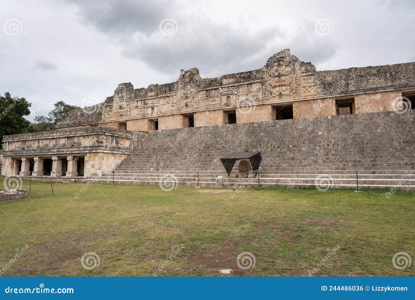 Uxmal Temple Complex in Yucatan, Mexico, Grey Sky Stock Photo - Image ...