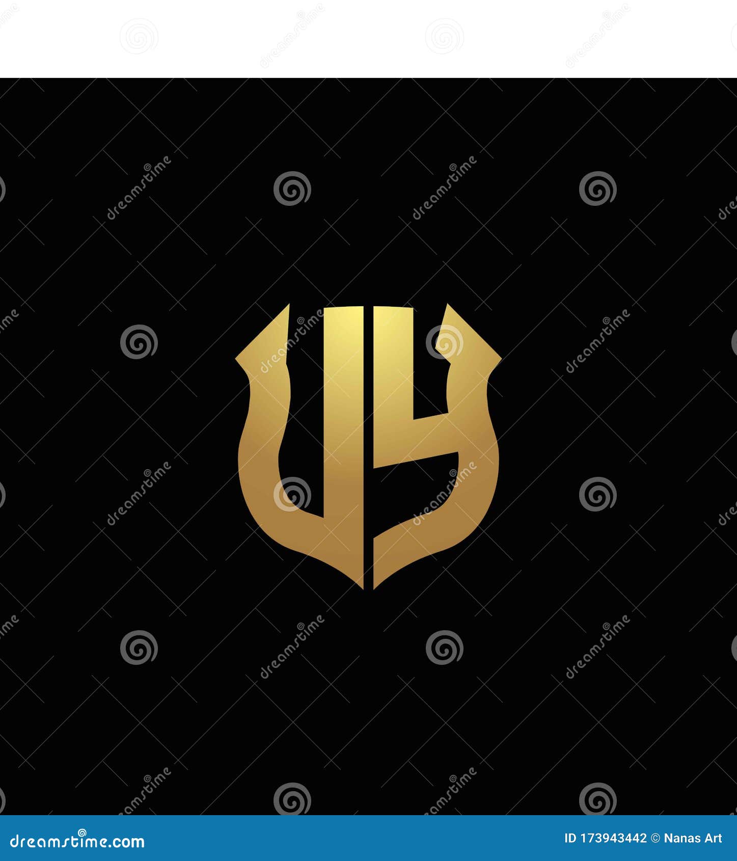 UY Logo Monogram with Gold Colors and Shield Shape Design Template ...