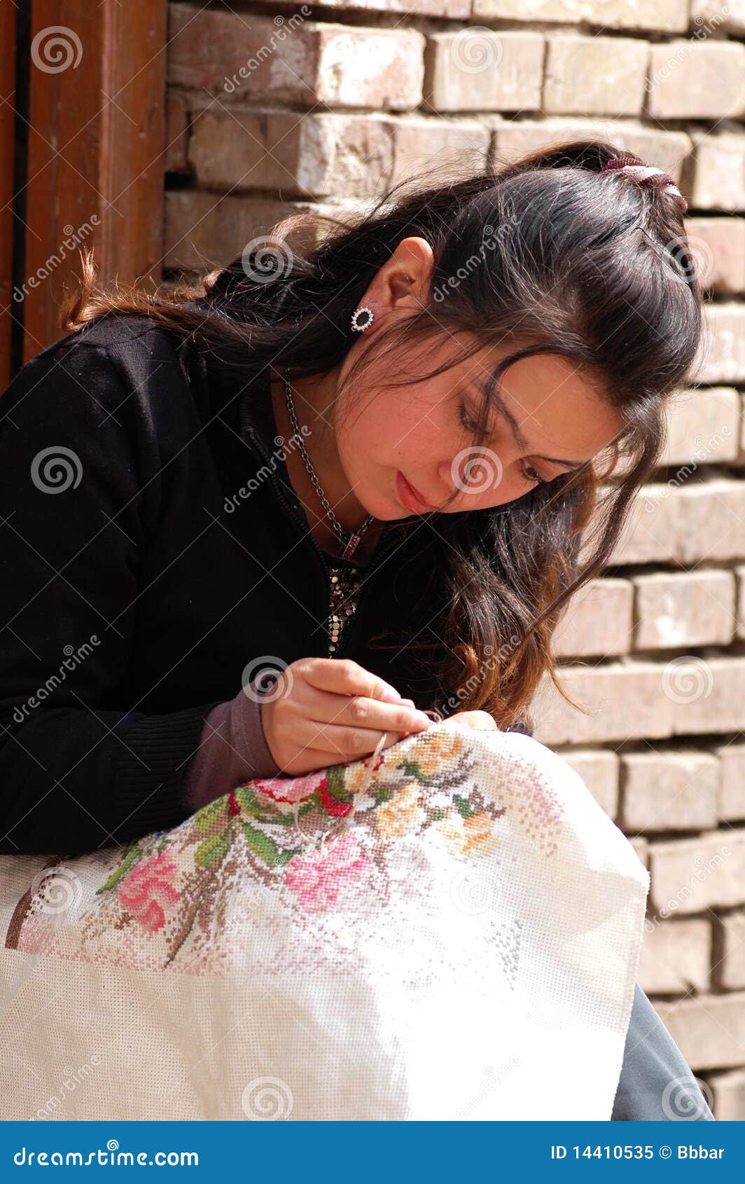 Uyghur girl embroidering editorial image. Image of embroider - 14410535