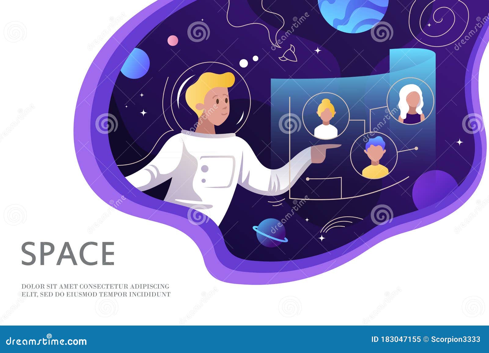 Remote Work and Communication. Astronaut in Space Controls New ...