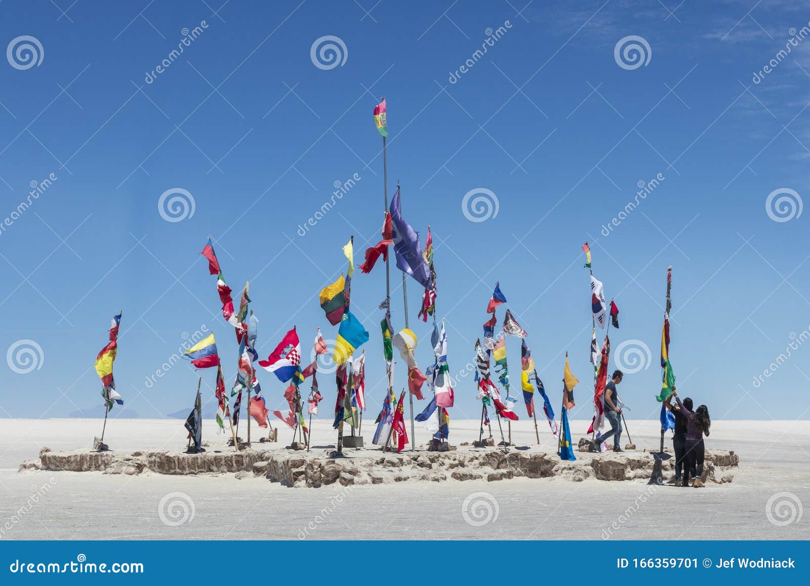 Flags at Salar De Uyuni the Largest Salt Flat in the World in Bolivia ...