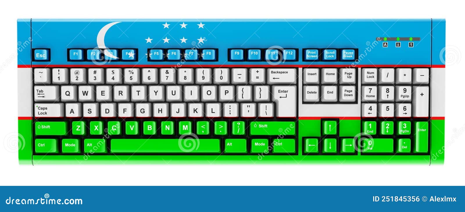 Uzbek Flag Painted on Computer Keyboard. 3D Rendering Stock ...