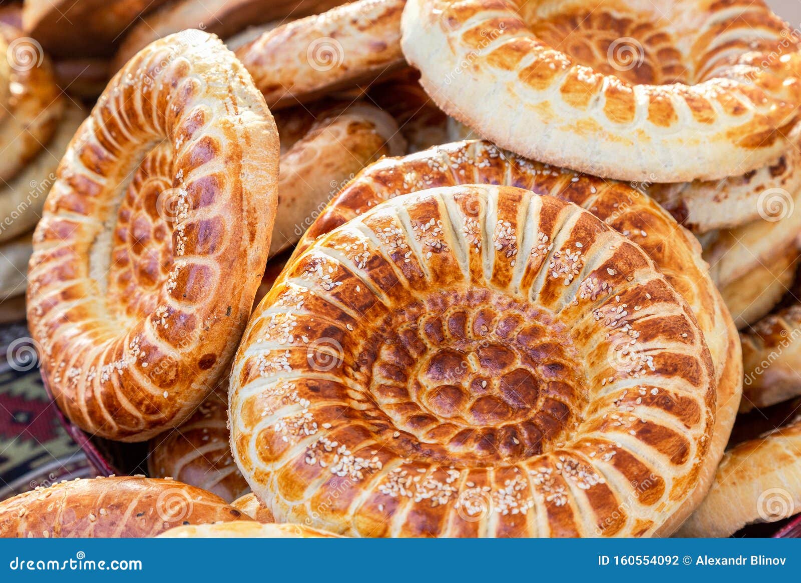 Uzbek Flat Breads with Sesame Seeds from the Tandir Stock Photo - Image ...