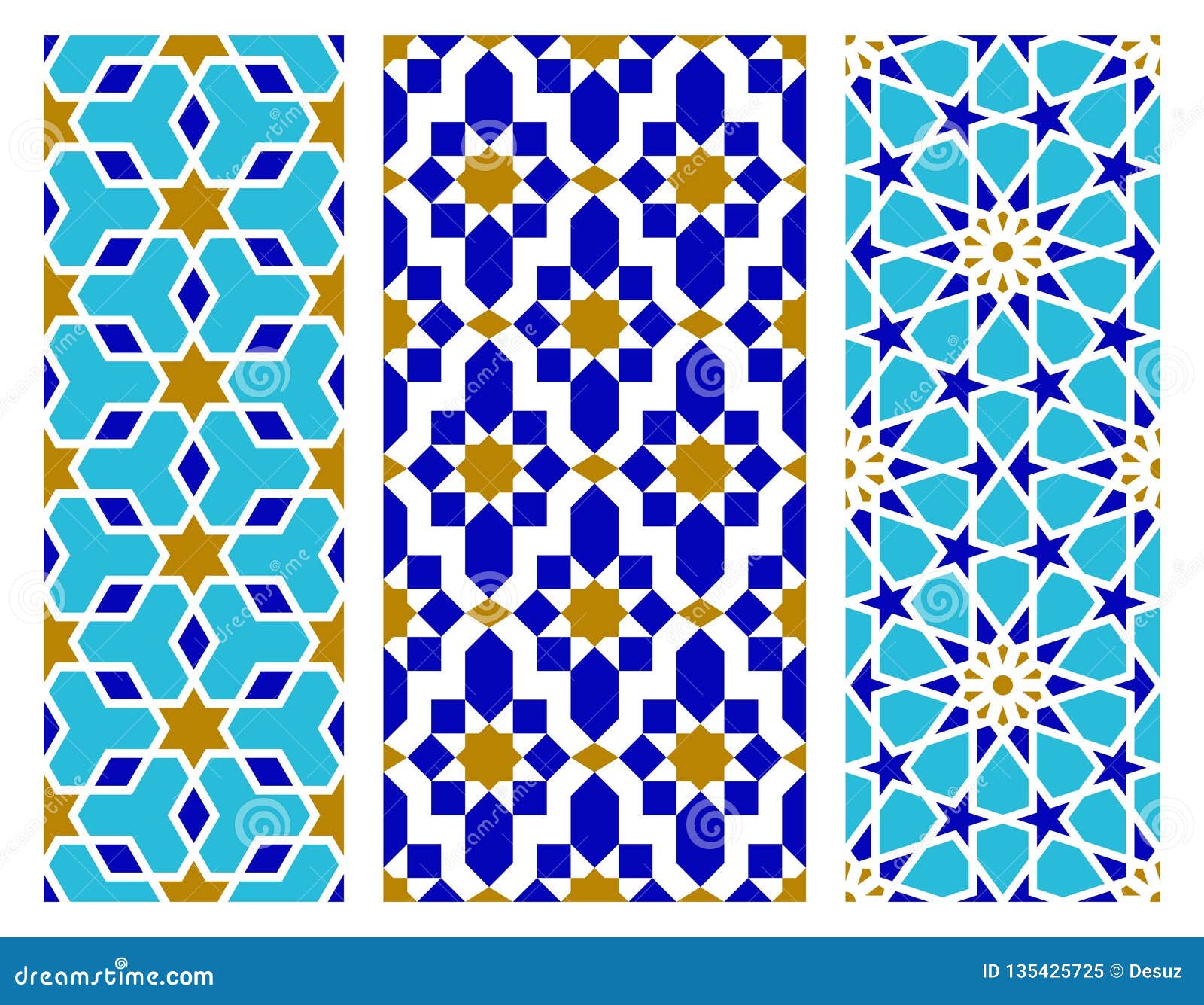 Uzbek Patterns. Set of Arabic Seamless Ornaments. Stock Vector ...