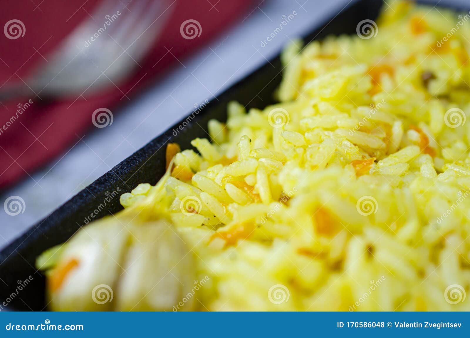 Uzbek Pilaf on the Wooden Plate Stock Photo - Image of dinner, cooking ...