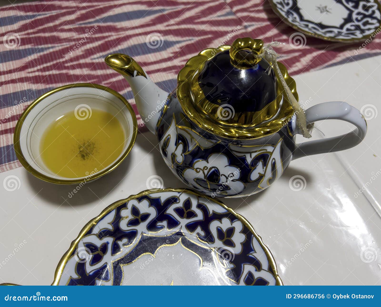 The Uzbek Porcelain Teapot and Tea Cup Stock Photo - Image of herbal ...